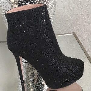 Shoes | 1 Hour Shoe Sale Black Sparkly Rhinestone Booties | Poshmark